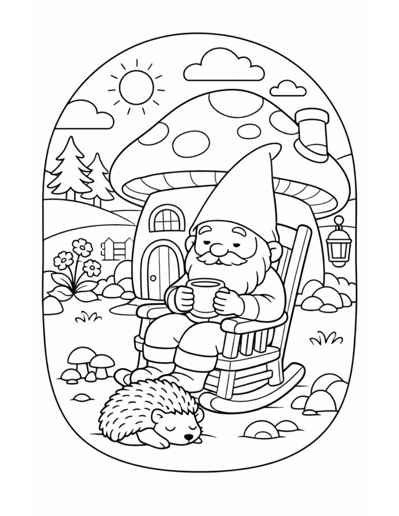 Free gnome coloring pages to download and print
