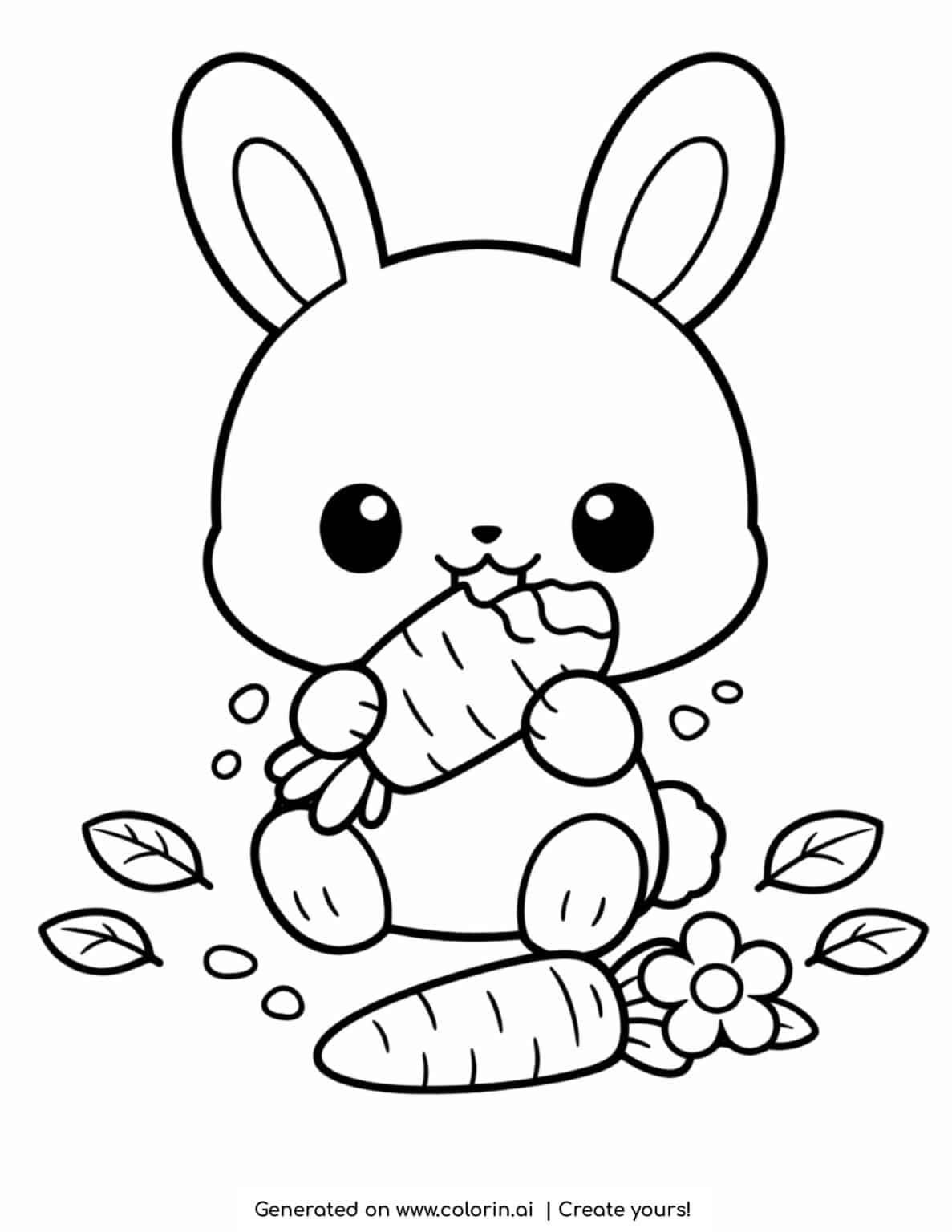 Bunny Eating Carrot Coloring Page | Free Printable